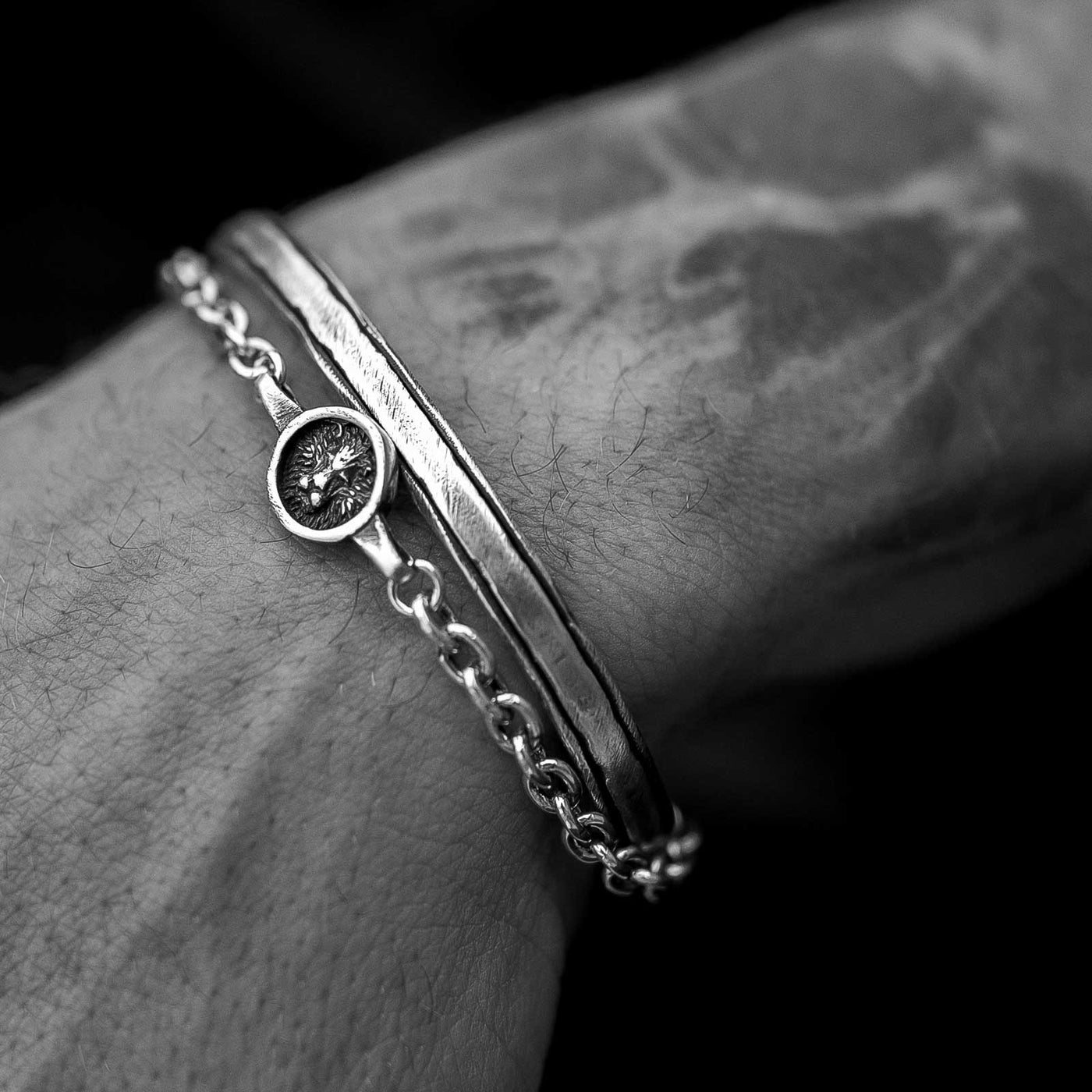 Sterling Silber Armkette mit Löwe für Herren | Lion Bracelet | DANIEL MASON